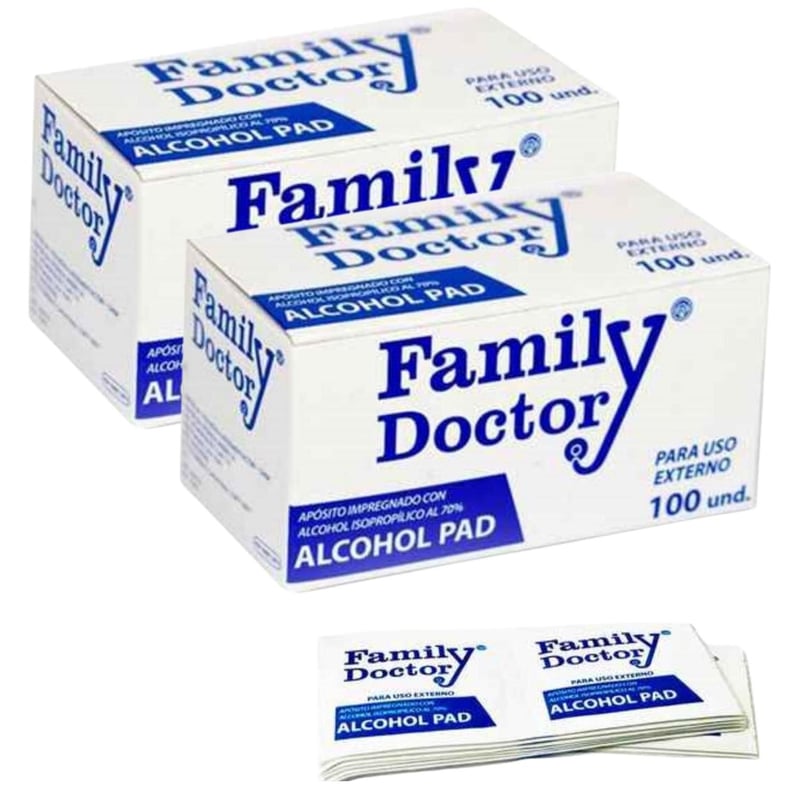 200 Pañitos Humedos Desinfectantes (Alcohol Pads) FAMILY DOCTOR ...