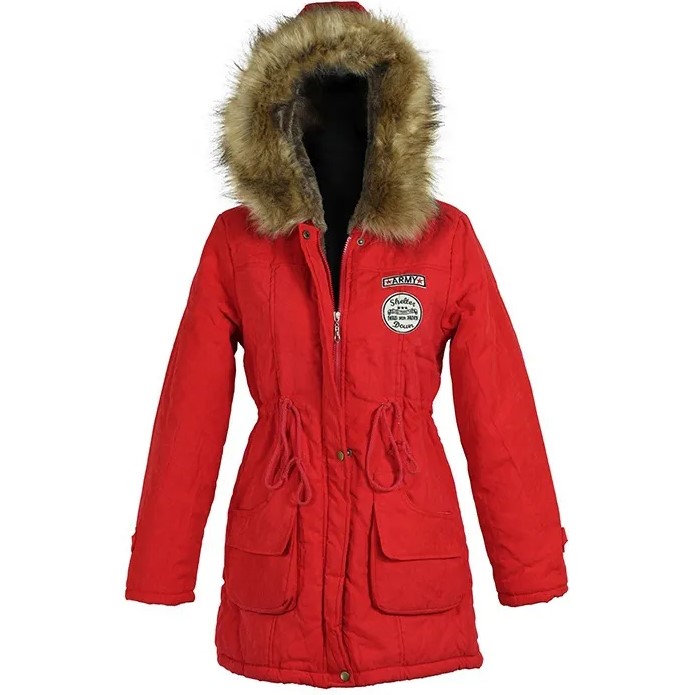 Casaca Abrigo Parka Dama Mujer Con Capucha Color ROJO GENERICO ...
