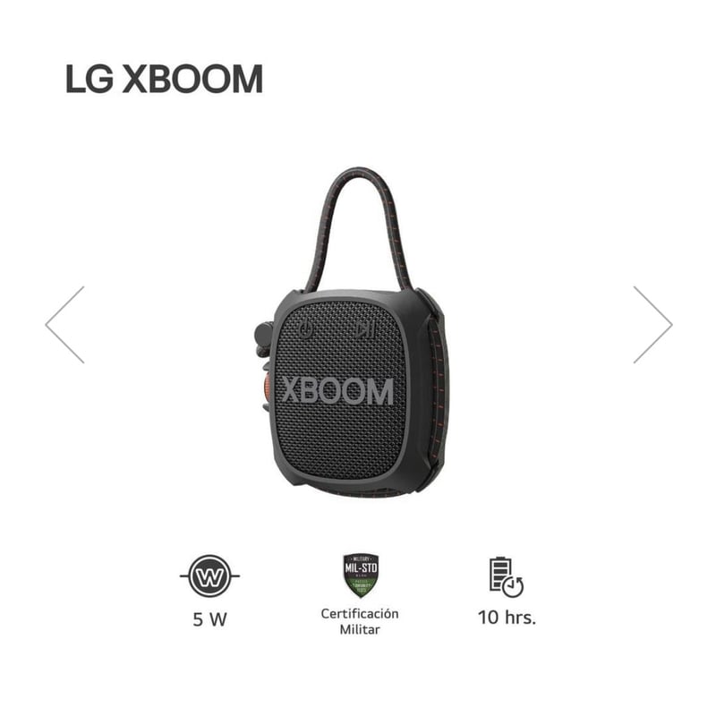 BOCINA PORTATIL BLUETOOTH LG XBOOM GO XG2TBK NEGRO LG | falabella.com