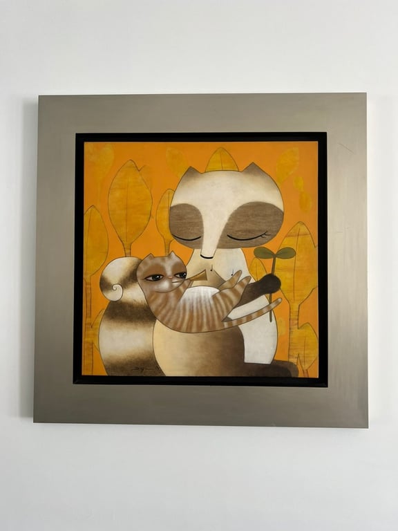 Cuadro Mapache y Gato 84x84 cm GENERICO | falabella.com