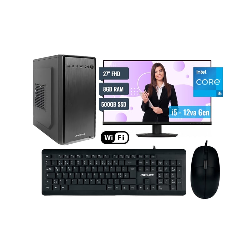 Computadora ADVANCE Visson VM1460 Intel Core i5 12450H 8GB RAM 500GB SSD WiFi 27 VX2716 FHD ...