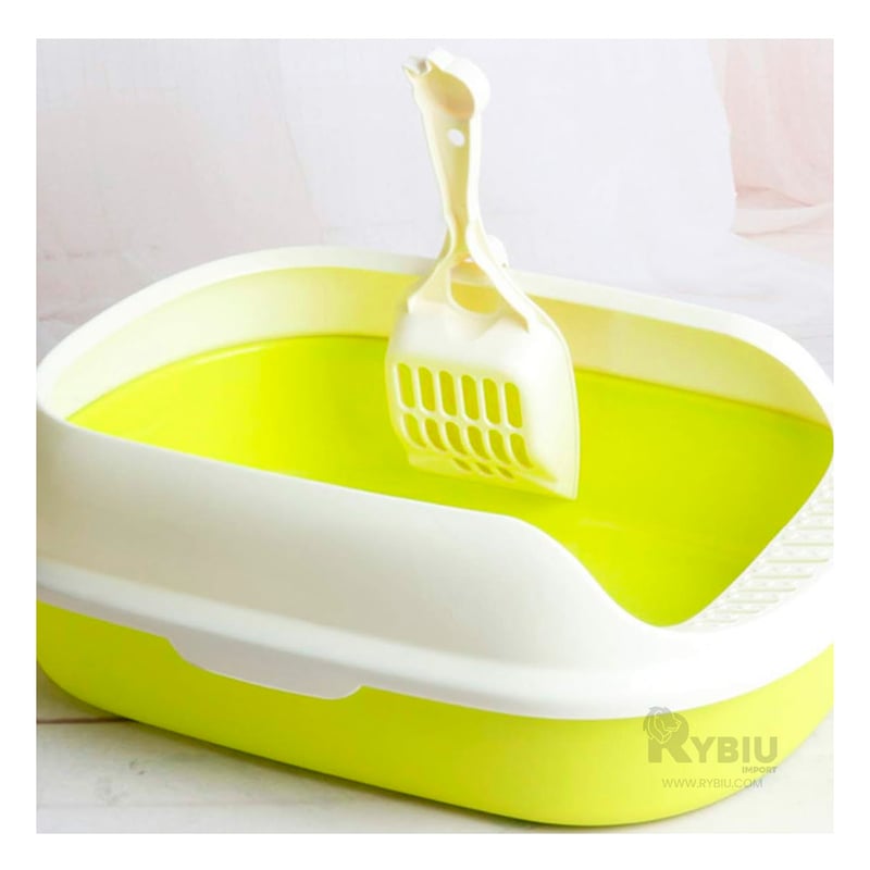 Arenero con Laterales Elevados y Pala para Gatos en Verde RYBIU IMPORT | falabella.com