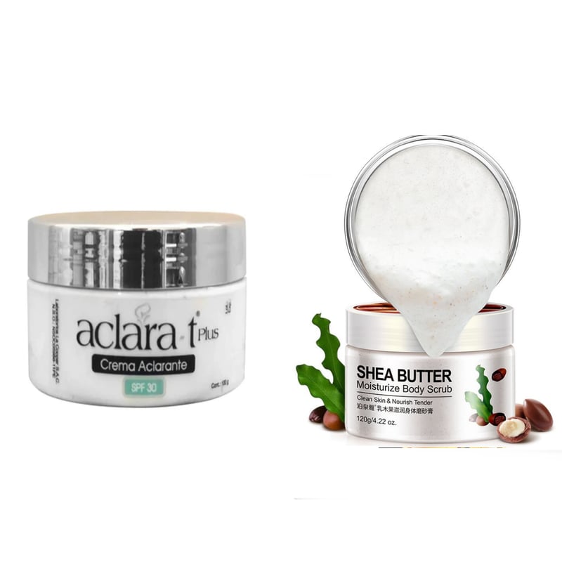 Crema Aclarante con filtro Solar y EXFOLIANTE CORPORAL SHEA BUTTER ...
