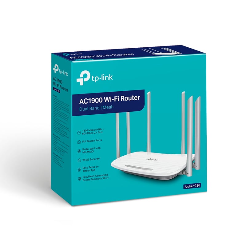 ROUTER TP-LINK ARCHER C86 AC1900 5PTS GIGABIT 3×3 MU-MIMO TP LINK ...