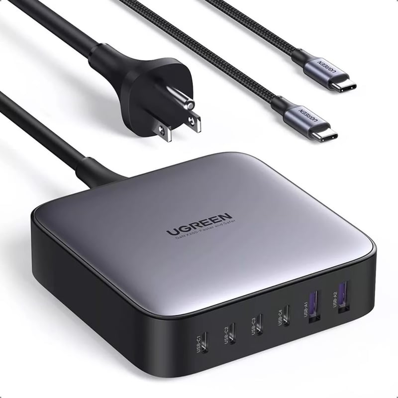Cargador Pared 200w Gan 6 Puertos 4 Usb-c + 2 Usb-a Ugreen UGREEN | falabella.com