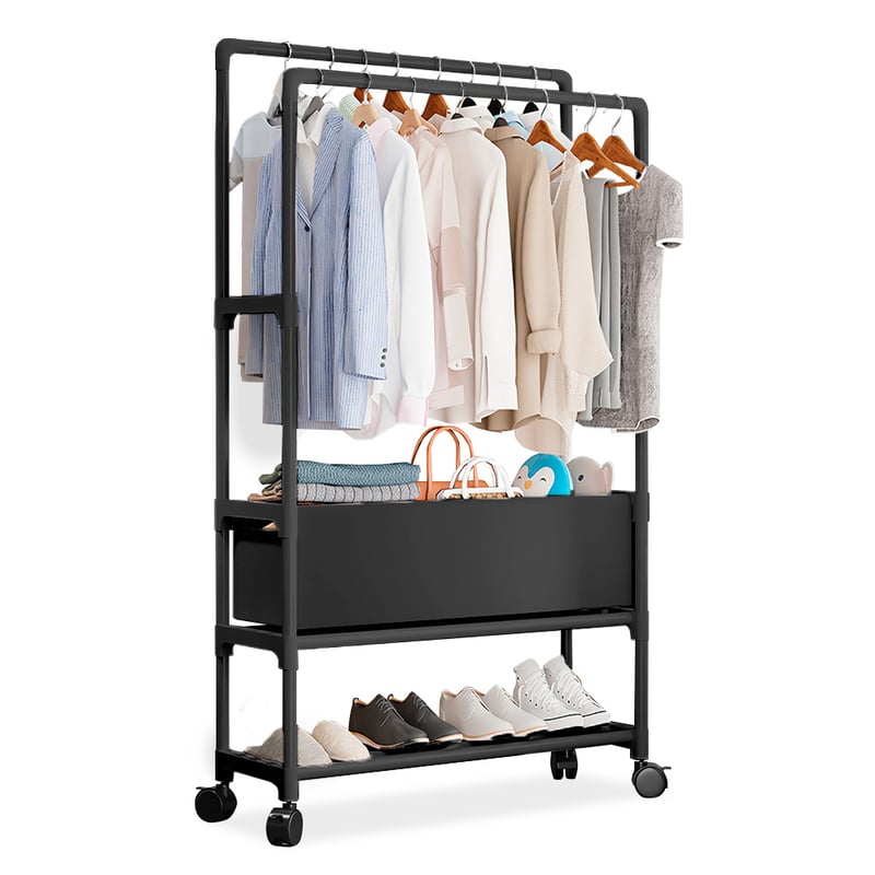 Perchero Colgador de Ropa Doble Con Ruedas Grande Negro 89B KELLER ...