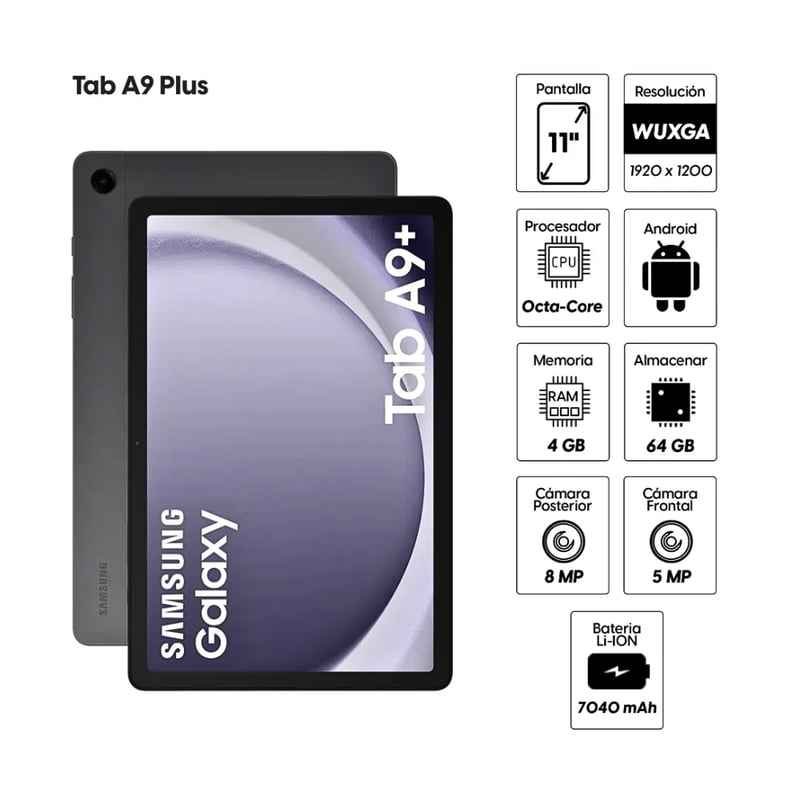 Tablet Samsung Galaxy Tab A9 Plus 11 pulg. 4GB RAM 64GB Graphite ...