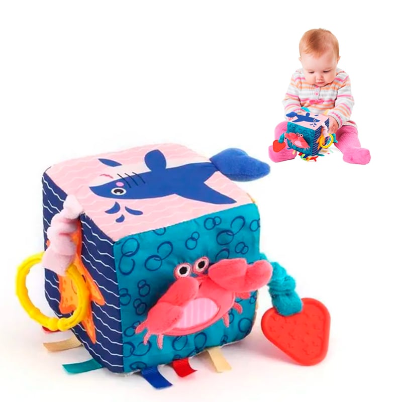 Cubo de Texturas para Bebés Exploración Sensorial Segura GENERICO ...