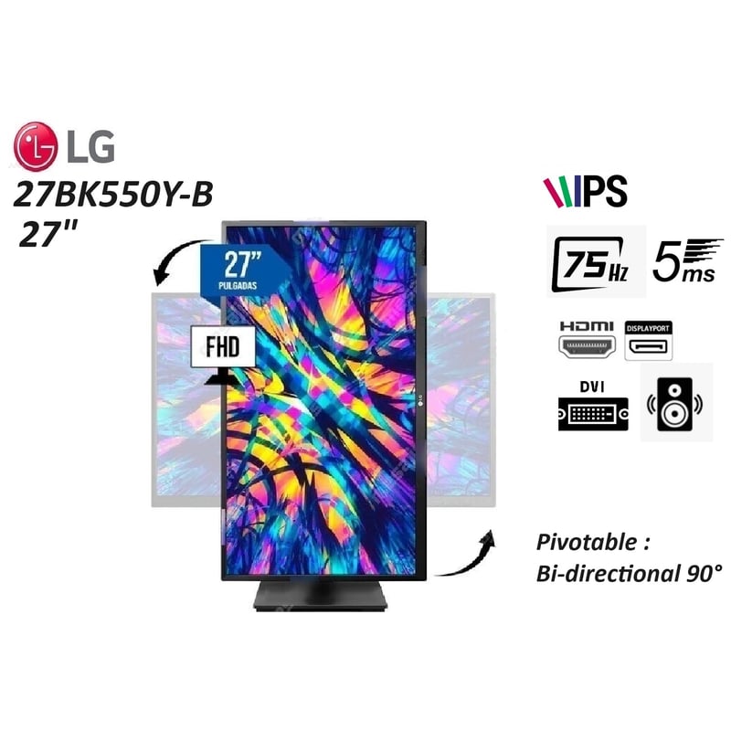 MONITOR LG 27BK550Y-B 27" /HDMI/D-SUB/DISPLAY-PORT/ 1920 X 1080 LG ...