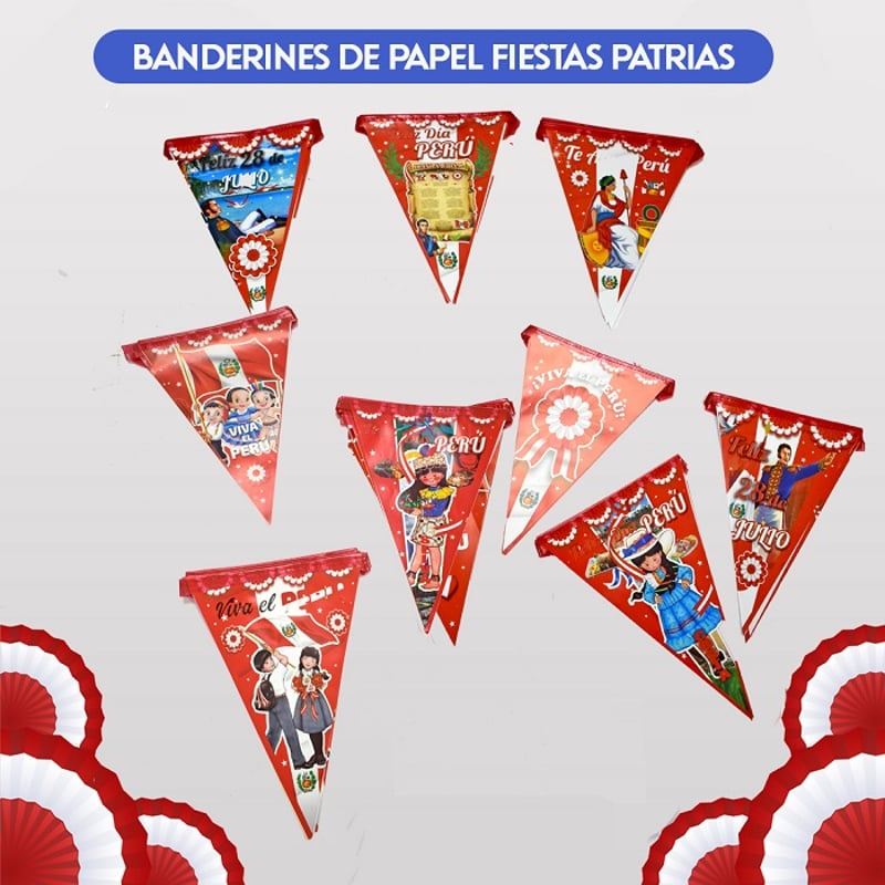 FIESTAS PATRIAS - Banderines de papel - bandera de papel GENERICO ...
