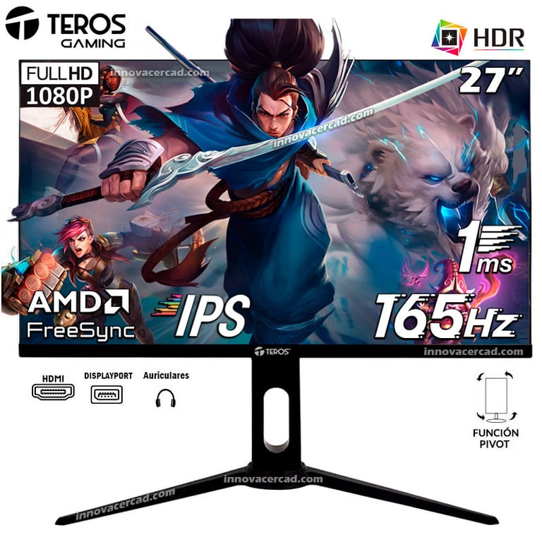 Monitor Teros TE-2752G 27 Full HD IPS 165Hz 1Ms AMD FreeSync Pivot ...