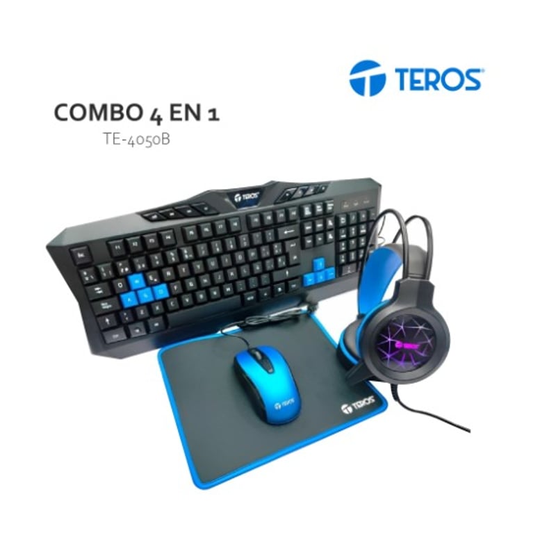 Combo Teros TE-4050B Teclado-Mouse-Headset Mouse Pad TEROS | falabella.com