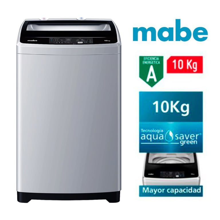 Lavadora automática MABE de 10kg silver con Carga Superior LMAP1015WGBB0 | Sodimac Perú