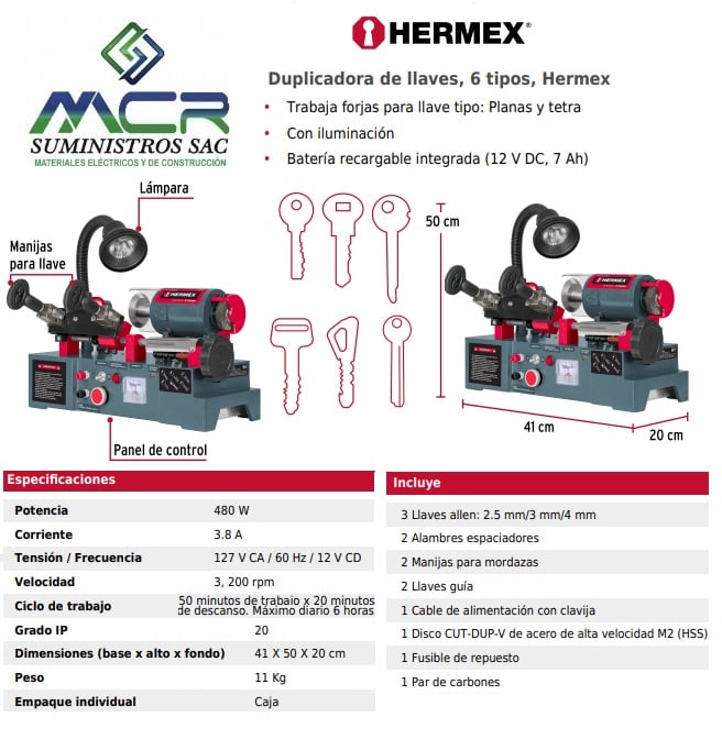 Duplicadora de llaves 6 tipos Hermex HERMEX | falabella.com