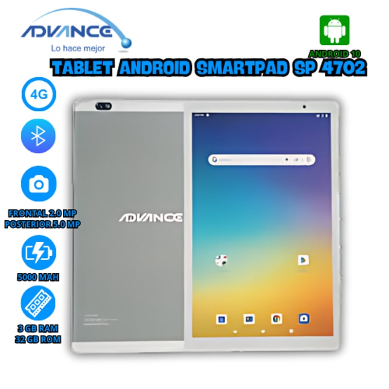 TABLET ADVANCE SP 4702 3GB RAM 32GB ROM 10 PULGADAS. ADVANCE ...