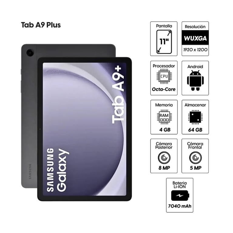 Tablet Samsung Galaxy Tab A9 Plus 11 WUXGA 4GB RAM 64GB Graphite ...