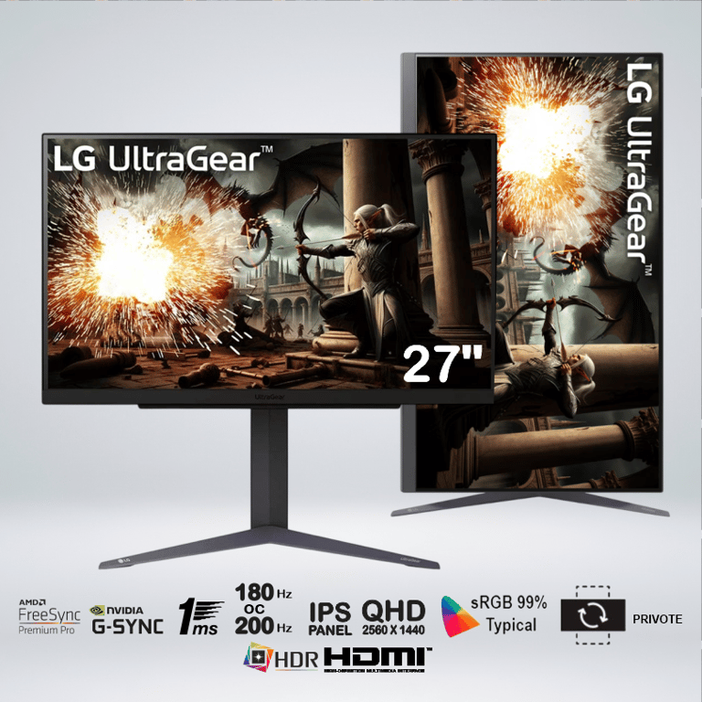 MONITOR GAMER 27GS75Q-B LG ULTRAGEAR QHD 27 " IPS 200HZ 1MS HDR10 LG ...