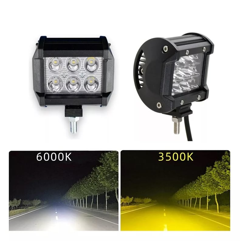 Par Faro 6 Led 18w Doble color Auxiliar Estrobo Fijo Mas Luz GENERICO ...