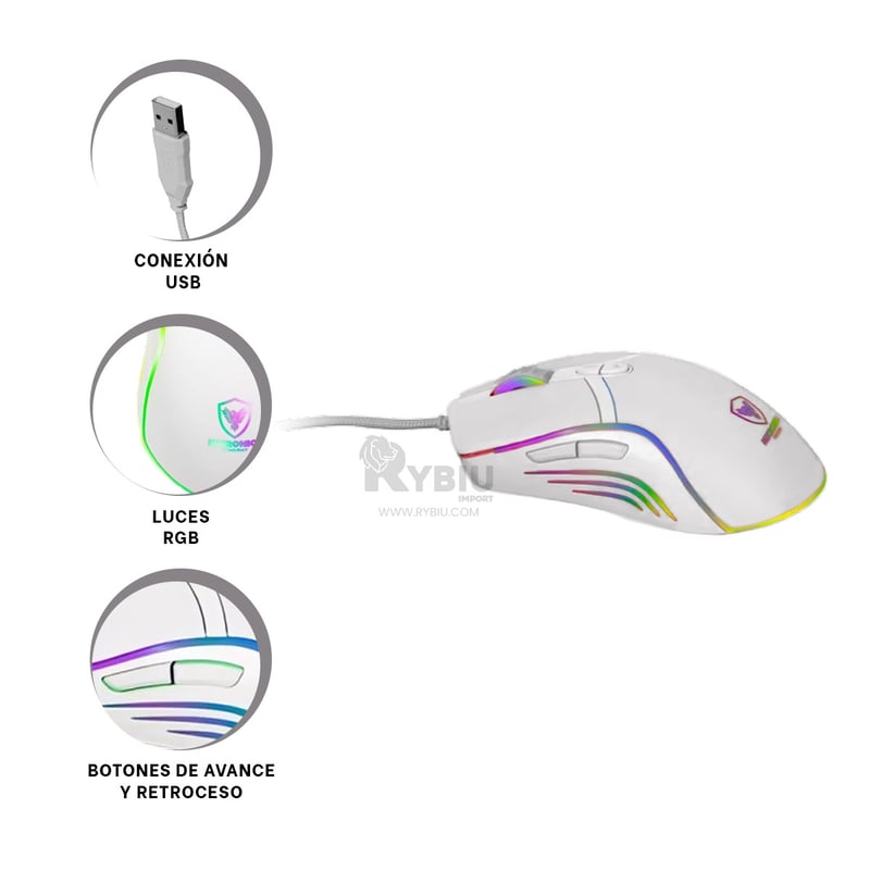 Mouse Gamer con Iluminacion RGB para Laptop Color Blanco GENERICO ...