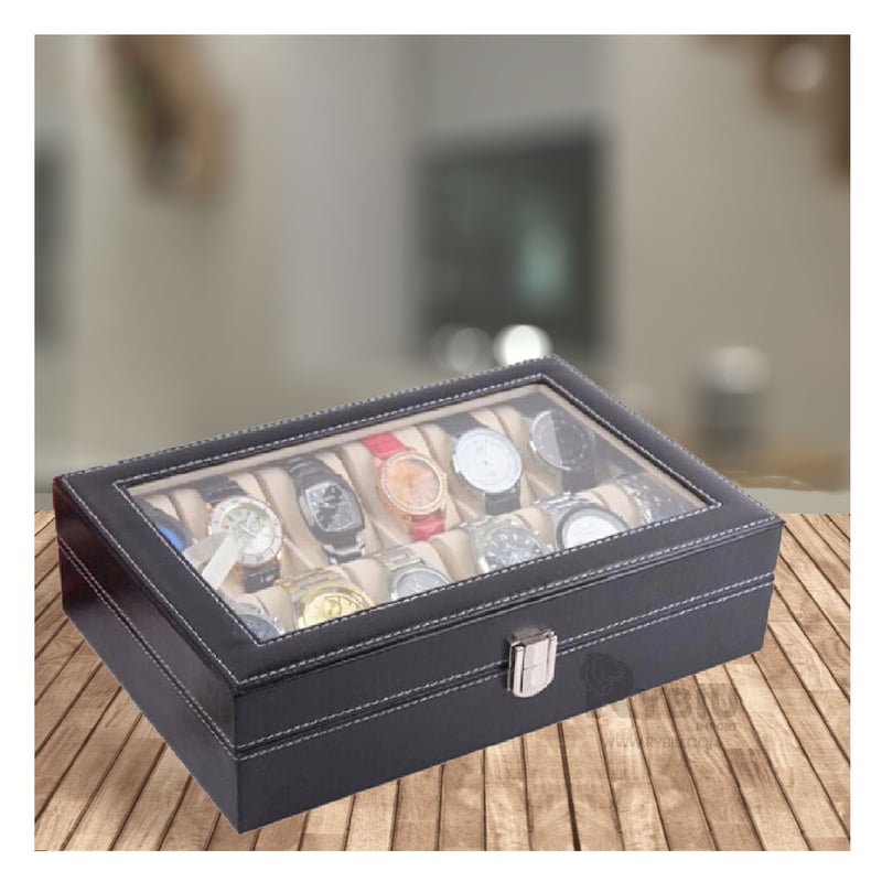 Organizador Porta Relojes de 12 Ranuras en Tono Negro GENERICO ...