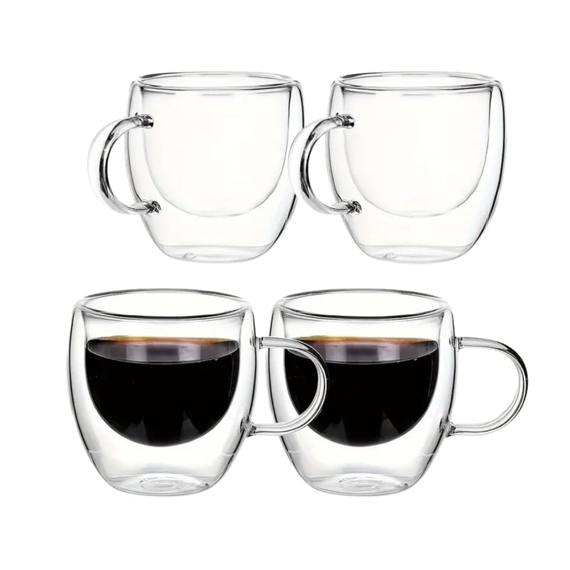 Set de 4 Tazas Expresso Doble Pared de Vidrio 100 ml INSPIRA ...