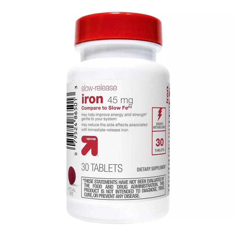 Suplemento Hierro Iron 30 Tableta Sin Gluten Sin lactosa Marca Up & Up ...
