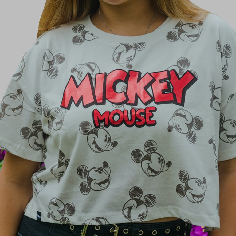 POLO SEMI CROP MICKEY MOUSE MUJER DISNEY | falabella.com