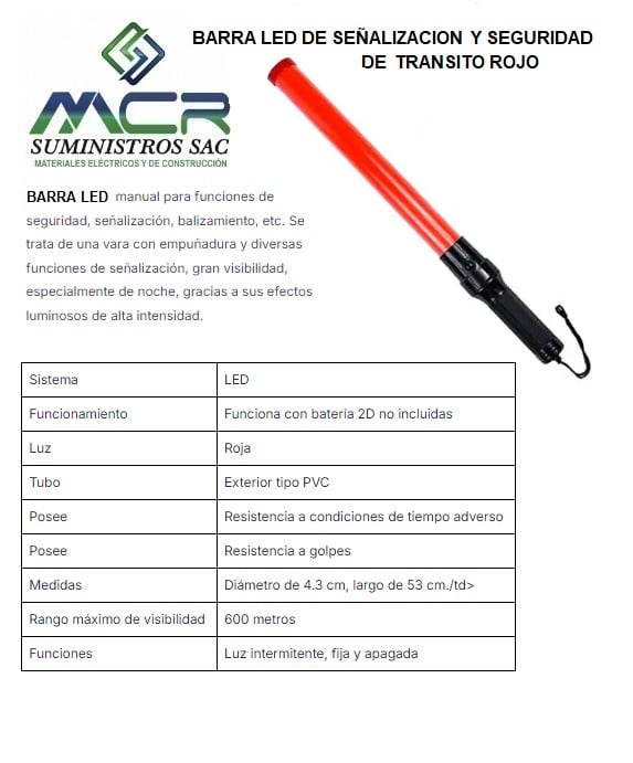 BARRA LED DE SEÑALIZACION Y SEGURIDAD DE TRANSITO ROJO GENERICO ...