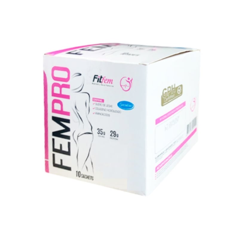 PROTEÍNA FITFEM FEMPRO Caja 10 Sachets CHOCOLATE FITFEM | falabella.com