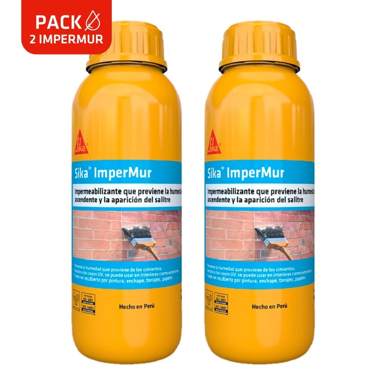 Pack 2 Und de Resina Impermeabilizante Antisalitre Sika ImperMur 1L ...