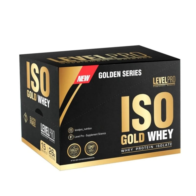 Proteína Level Pro Iso Gold Whey Caja 15 Sachets Vainilla LEVEL PRO ...