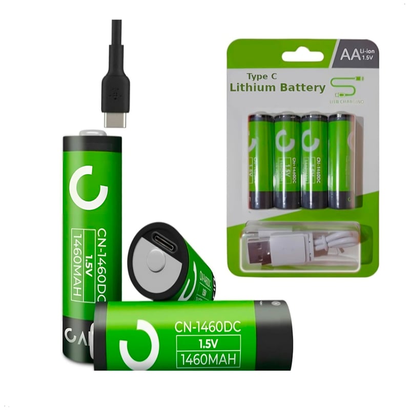 pilas recargables AA cafini pack 4 unidades cable tipo C CAFINI ...