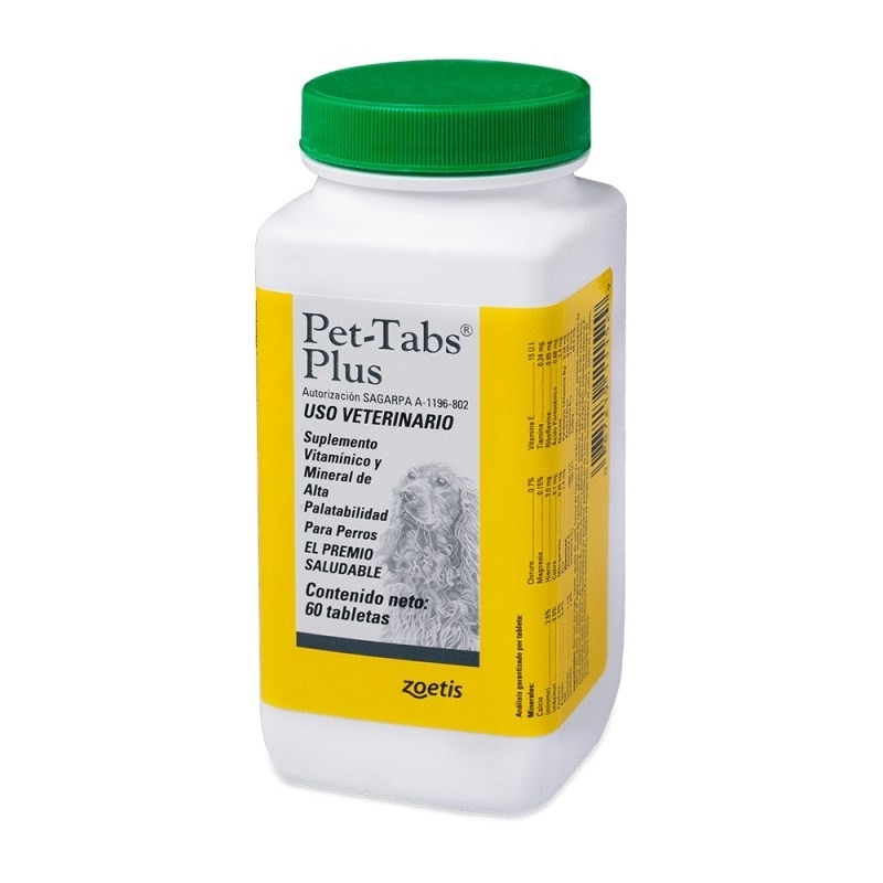 PET TABS PLUS 60 TABLETAS SUPLEMENTO VITAMIMAS MASCOTA ZOETIS ...