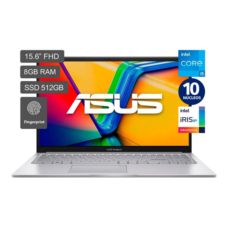 Laptop Asus Vivobook Ci5 X1504ZA-NJ278W 8GB RAM 512GB SSD 15.6 FHD 12va Generación - Cool Silver ...