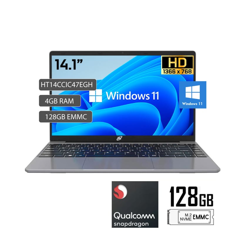 Laptop Hyundai 14.1" 1366 X 768 RAM 4GB, 128GB EMMC Windows 11 home ...