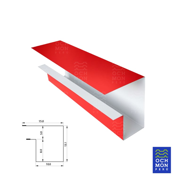 Canaleta Rojo Tipo Friso Material Aluzinc 030mm D40 x 300cm de largo ...