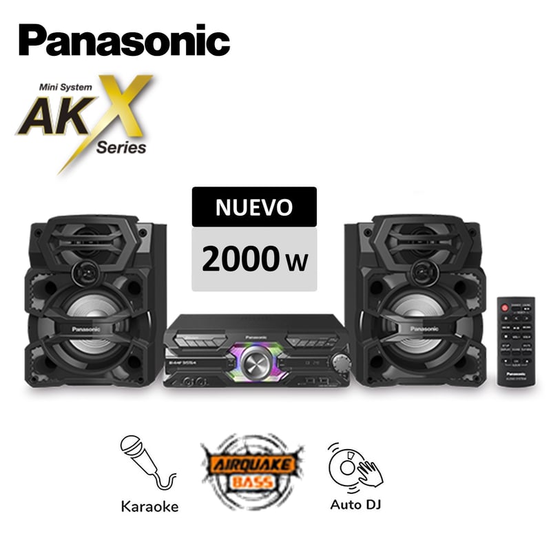Minicomponente Panasonic 2000 Watts Bluetooth SC-AKX730 DJ Karaoke ...
