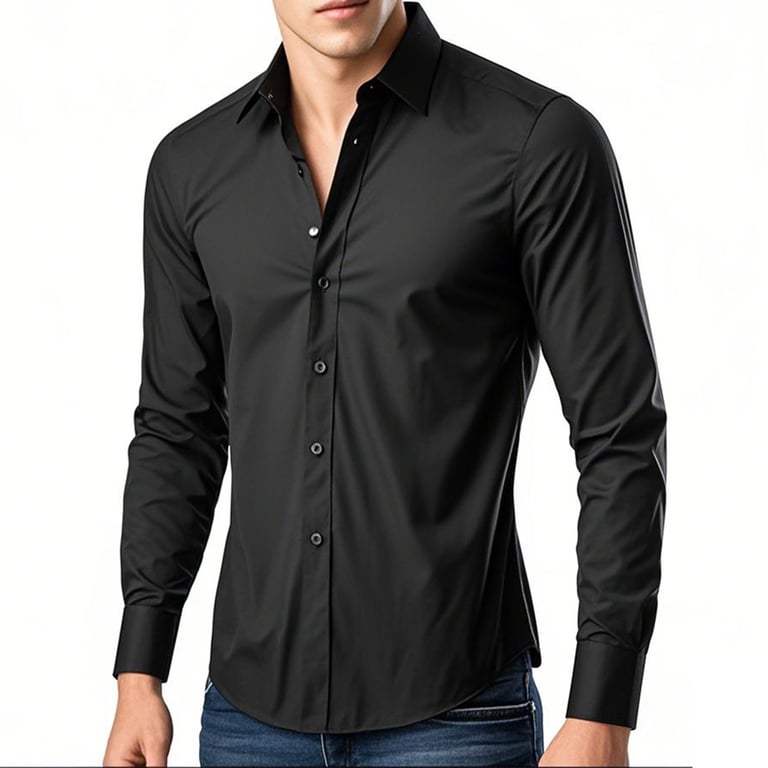 Camisa de manga larga para hombre camisa de traje casual blanca ...