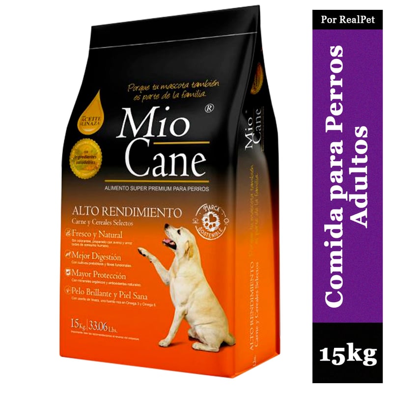 Comida Perro Mio Cane Super Premium Alto Rendimiento 15 kg MIO CANE ...