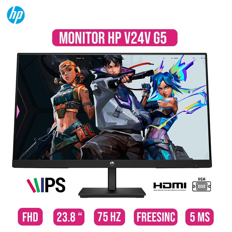 Monitor HP V24v G5 FHD de 23.8 65P62AA VGA HDMI 5MS HP | falabella.com