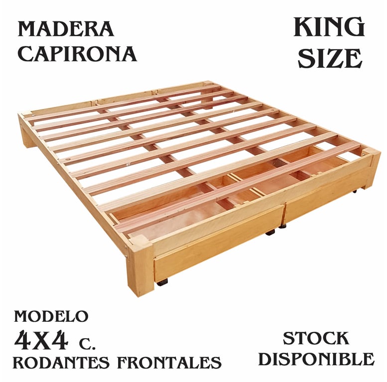 TARIMA KING SIZE MADERA CAPIRONA MODELO CPI 4X4 CON C RODANT FRON ...