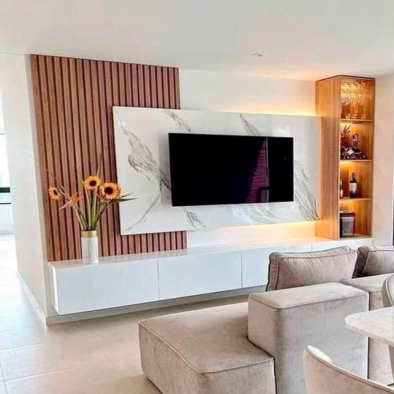 Centro de Entretenimiento WALL panel de TV Jhony 240 caramelo melamina ...