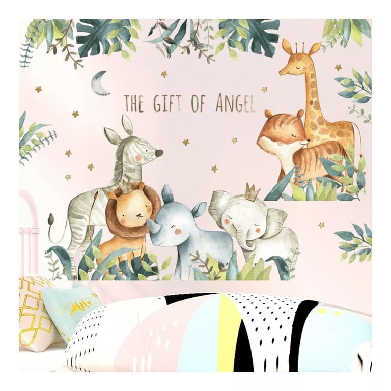 Sticker vinil decorativo cuarto de bebé o niños Jungla LITTLE BRU ...