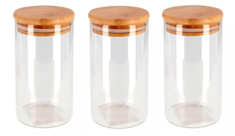 Set x 3 Frascos de Vidrio Con Tapa de Bambú. | Sodimac Perú