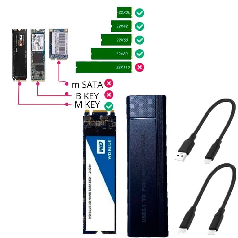 Adaptador Para Disco Duro Ssd Nvme Adaptador M2 Nvme A Usb-Negro ...