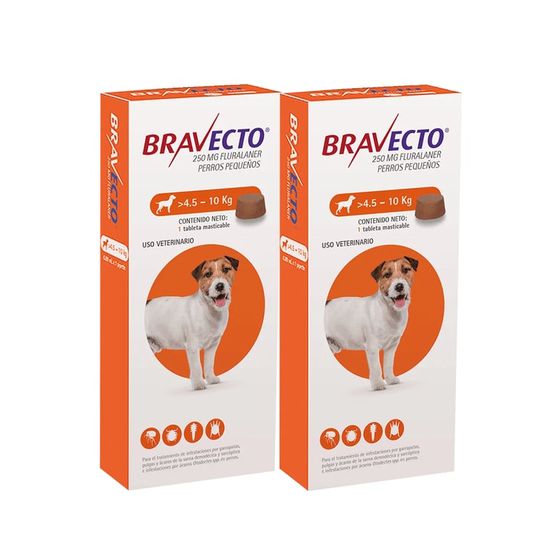 ANTIPULGAS BRAVECTO 250MG PARA PERRO 4.5 A 10 KG - 2 TAB BRAVECTO | falabella.com