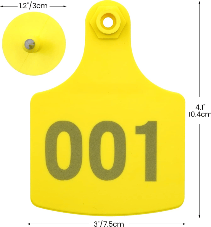 Pack de 100 Crotal Arete Vaca Amarillo 7.5 x 10 Cm enumerado GENERICO ...