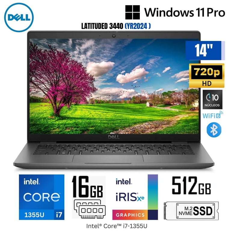 Laptop Dell 3440 Latitud 14 Intel Corei7-1355U 16GB RAM 512GB SSD 14 ...