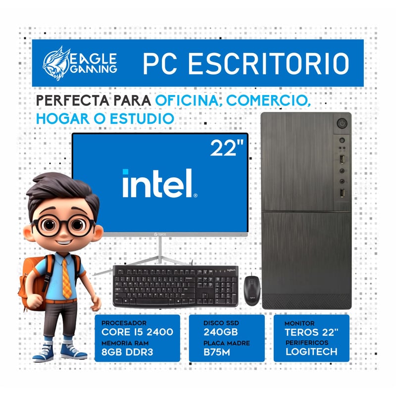 Computadora Pc Intel Core i5 2400 2DA GEN SSD 240GB RAM 8GB MONITOR DE ...