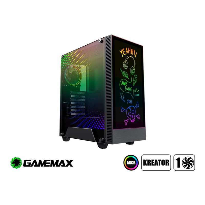 GABINETE CASE KREATOR GAMEMAX CON PIZARRA LED GAMEMAX | falabella.com